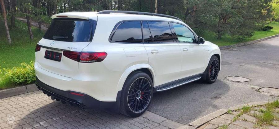 White Mercedes-Benz GLS 63 AMG 2021 in Vilnius, with an engine capacity of 3.98 L and mileage of 80 thousand km for 83000 €, photo 7 on AUTOMOTO.COM.LV