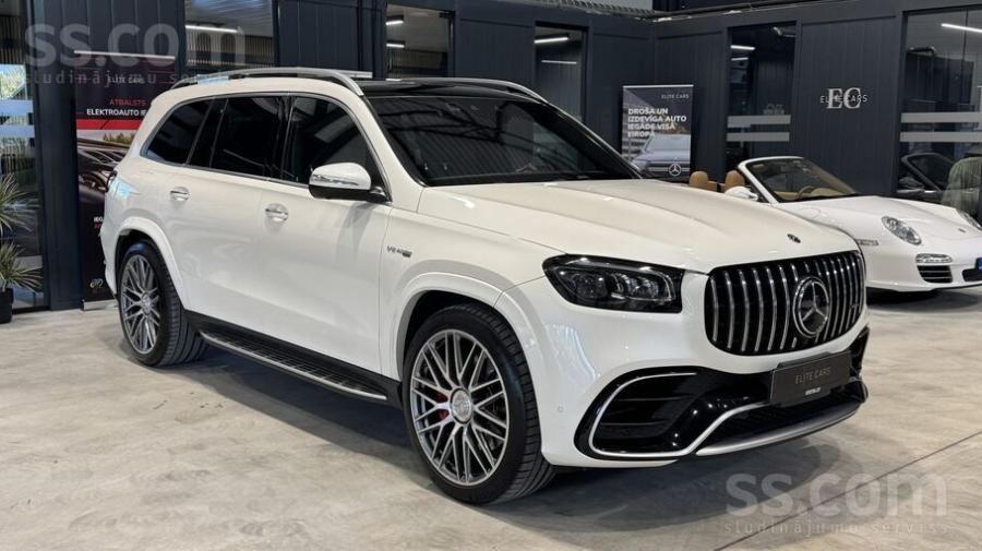 White Mercedes-Benz GLS 63 AMG 2021 in Riga, with an engine capacity of 4.00 L and mileage of 51 thousand km for 94990 €, photo 1 on AUTOMOTO.COM.LV
