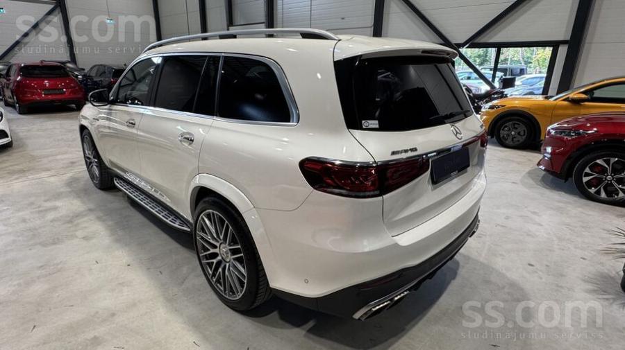 White Mercedes-Benz GLS 63 AMG 2021 in Riga, with an engine capacity of 4.00 L and mileage of 51 thousand km for 94990 €, photo 6 on AUTOMOTO.COM.LV