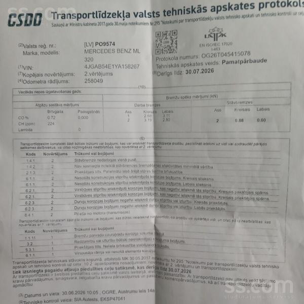 Черный Мерседес МЛ 320 2000 в Рига, объемом двигателя 3.20 л и пробегом 258 тыс. км за 1800 €, фото 9 на AUTOMOTO.COM.LV