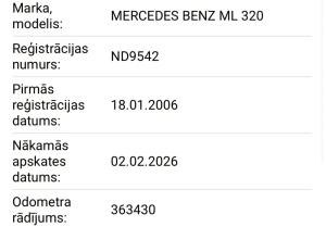 Black Mercedes-Benz ML 320 2006 in Riga, with an engine capacity of 3.00 L and mileage of 363 thousand km for 5990 €, photo 29 on AUTOMOTO.COM.LV