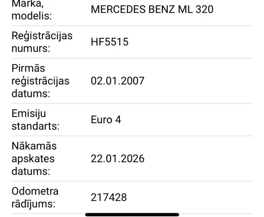 Черный Мерседес МЛ 320 2007 в Рига, объемом двигателя 3.00 л и пробегом 217 тыс. км за 3990 €, фото 37 на AUTOMOTO.COM.LV