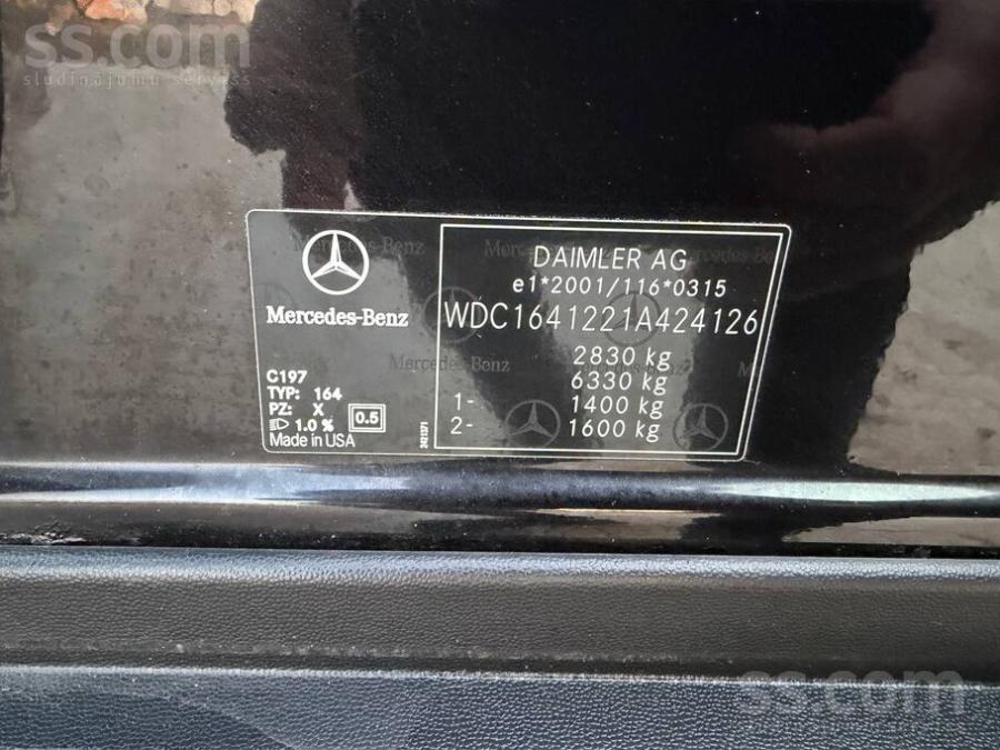 Черный Мерседес МЛ 320 2008 в Рига, объемом двигателя 3.00 л и пробегом 0 тыс. км за 6750 €, фото 34 на AUTOMOTO.COM.LV