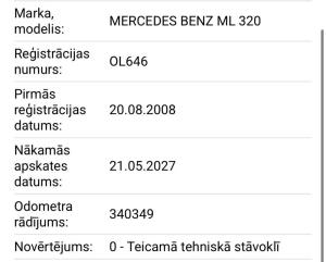 Melns Mercedes-Benz ML 320 2008 Rīga, ar dzinēja tilpumu 3.00 L un nobraukumu 341 tūkst. km par 5390 €, foto 26 vietnē AUTOMOTO.COM.LV