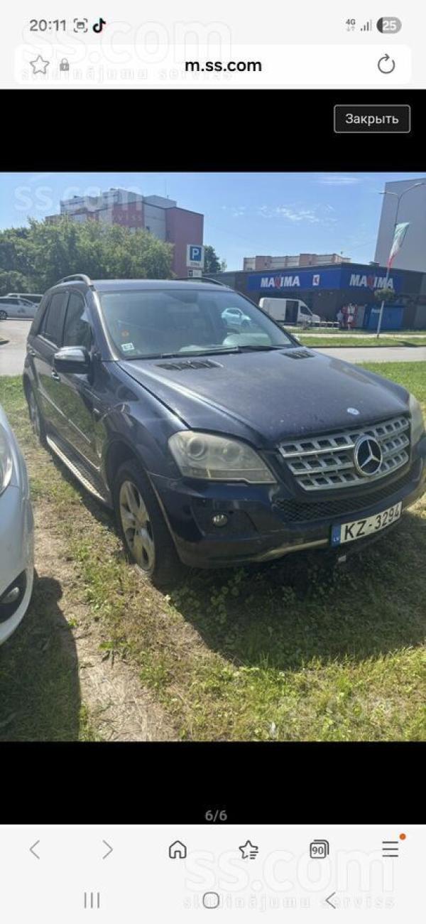 Blue Mercedes-Benz ML 320 2009 in Riga, with an engine capacity of 3.20 L and mileage of 0 thousand km for 5000 €, photo 4 on AUTOMOTO.COM.LV