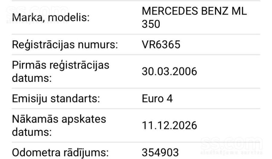 Black Mercedes-Benz ML 350 2006 in Riga, with an engine capacity of 3.50 L and mileage of 360 thousand km for 4390 €, photo 20 on AUTOMOTO.COM.LV