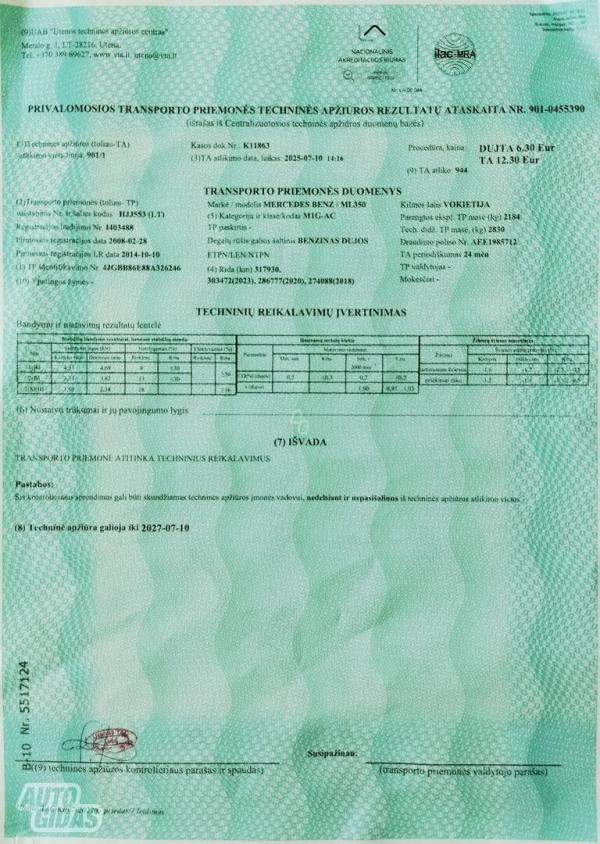 Черный Мерседес МЛ 350 2008 в Вильнюс, объемом двигателя 3.50 л и пробегом 324 тыс. км за 7100 €, фото 4 на AUTOMOTO.COM.LV