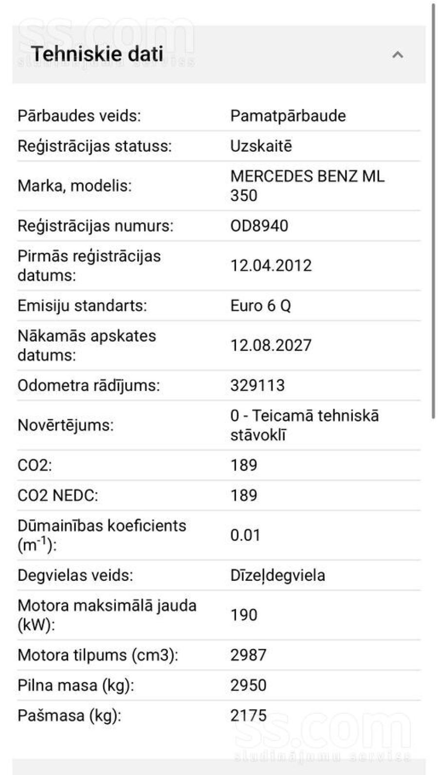 Черный Мерседес МЛ 350 2012 в Рига, объемом двигателя 3.00 л и пробегом 330 тыс. км за 15500 €, фото 26 на AUTOMOTO.COM.LV