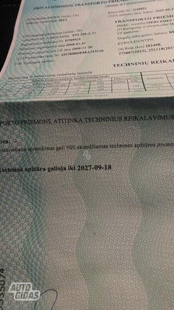 Mercedes-Benz ML 350 2008 Joniškis, ar dzinēja tilpumu 3.50 L un nobraukumu 287 tūkst. km par 3500 €, foto 5 vietnē AUTOMOTO.COM.LV