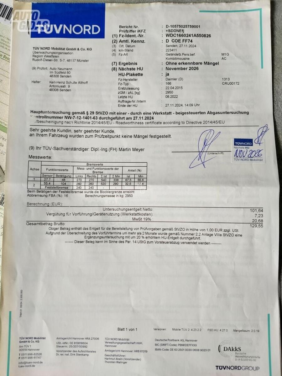 Mercedes-Benz ML 350 2015 in Jonava, with an engine capacity of 3.00 L and mileage of 239 thousand km for 16150 €, photo 12 on AUTOMOTO.COM.LV