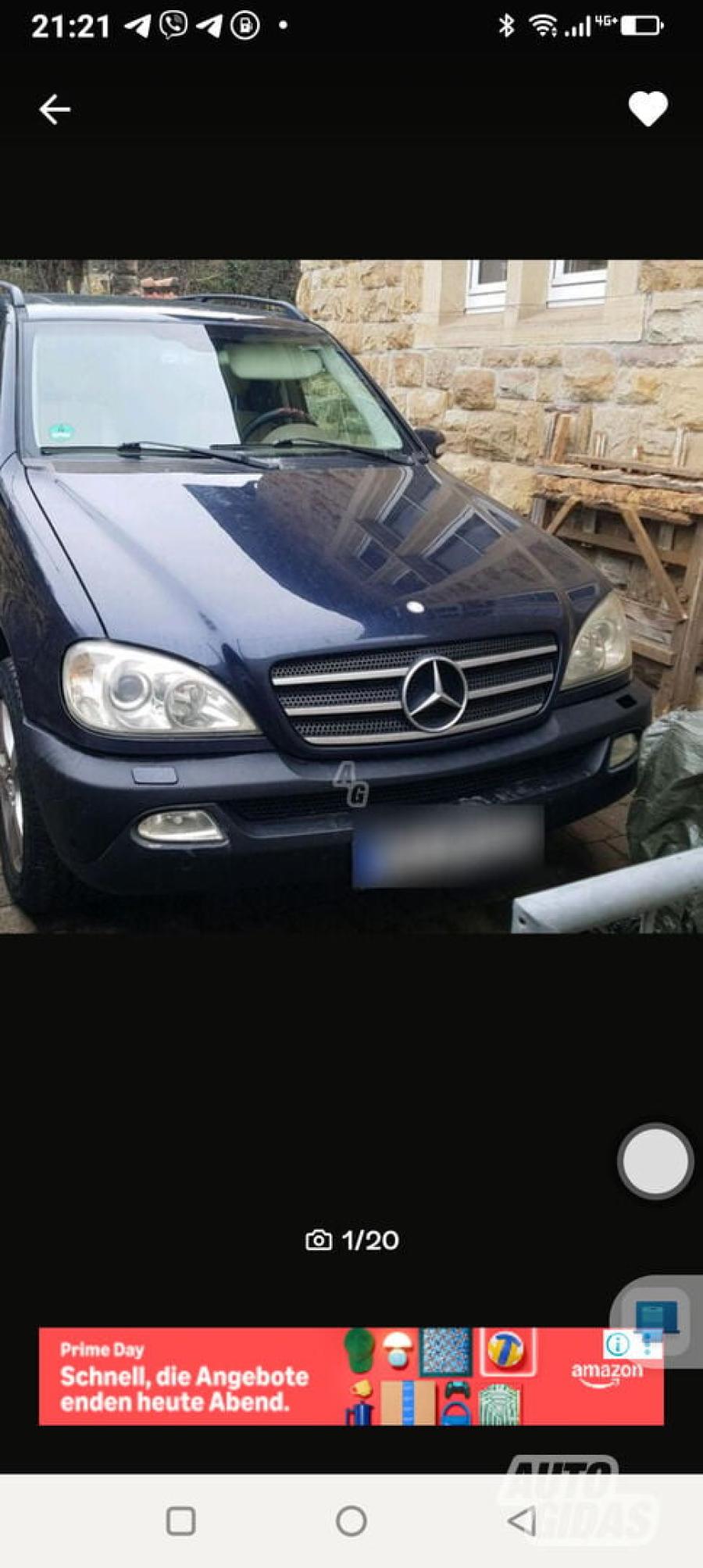 Синий Мерседес МЛ 500 2003 в Алитус, объемом двигателя 5.00 л и пробегом 320 тыс. км за 4100 €, фото 4 на AUTOMOTO.COM.LV