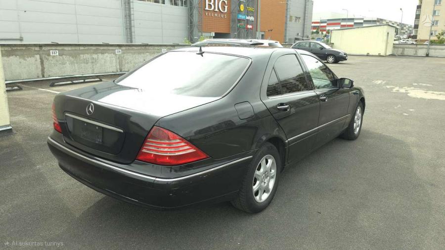 Black Mercedes-Benz S 320 2004 in Vilnius, with an engine capacity of 3.22 L and mileage of 457 thousand km for 3200 €, photo 3 on AUTOMOTO.COM.LV