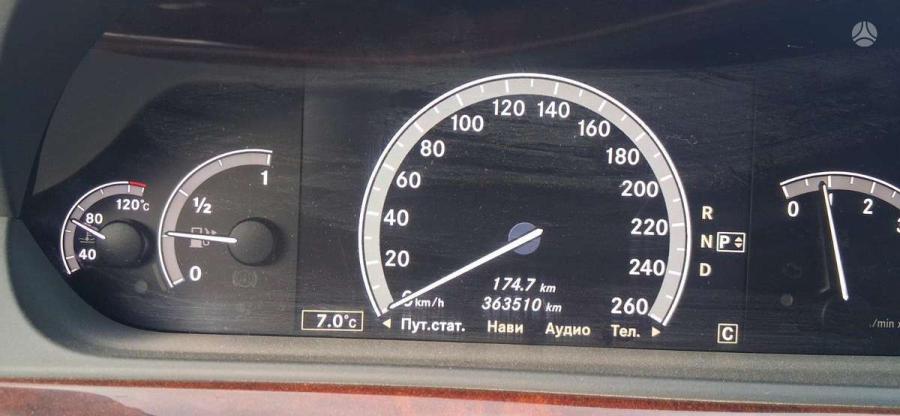 Black Mercedes-Benz S 320 2011 in Vilnius, with an engine capacity of 2.99 L and mileage of 363 thousand km for 8500 €, photo 20 on AUTOMOTO.COM.LV