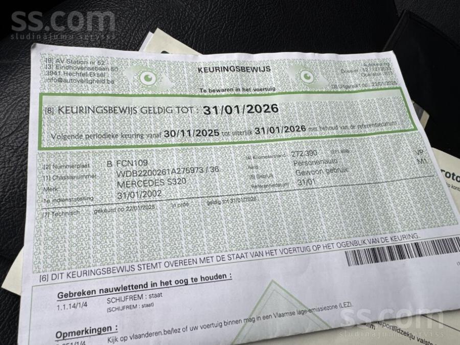 Zils Mercedes-Benz S 320 2002 Talsi, ar dzinēja tilpumu 3.20 L un nobraukumu 273 tūkst. km par 3695 €, foto 30 vietnē AUTOMOTO.COM.LV