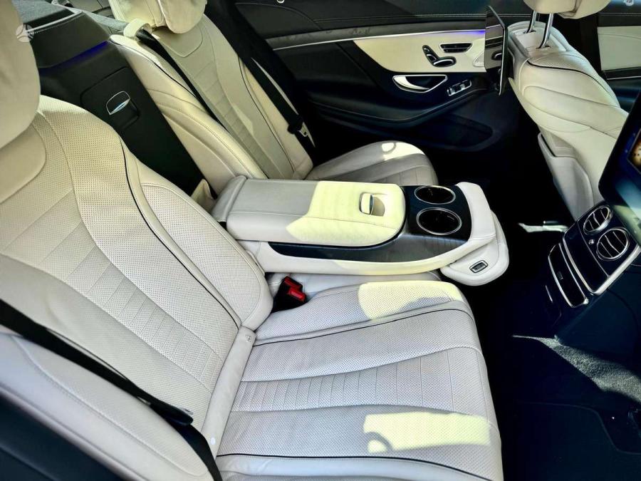 Black Mercedes-Benz S 350 2018 in Vilnius, with an engine capacity of 2.93 L and mileage of 136 thousand km for 45100 €, photo 28 on AUTOMOTO.COM.LV