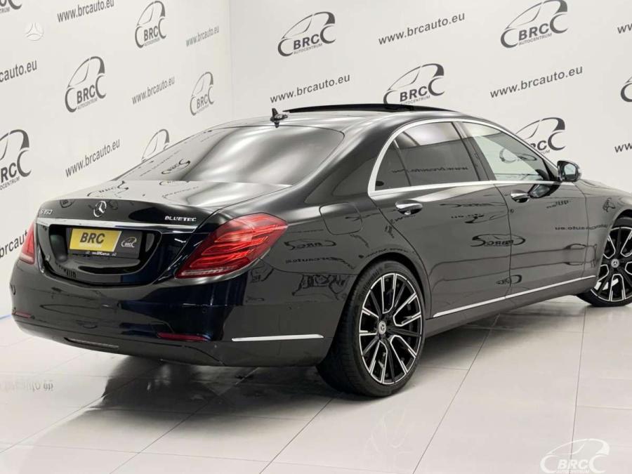 Black Mercedes-Benz S 350 2014 in Vilnius, with an engine capacity of 2.99 L and mileage of 455 thousand km for 15900 €, photo 4 on AUTOMOTO.COM.LV