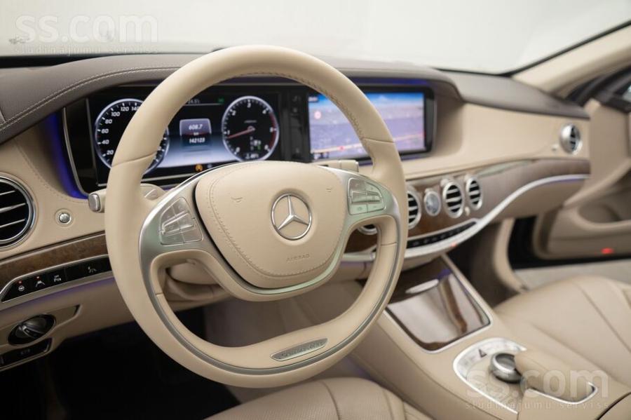 Black Mercedes-Benz S 350 2014 in Tallinn, with an engine capacity of 3.00 L and mileage of 142 thousand km for 24999 €, photo 9 on AUTOMOTO.COM.LV