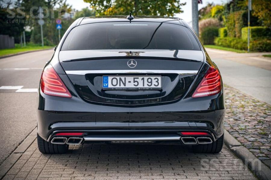 Black Mercedes-Benz S 350 2015 in Riga, with an engine capacity of 3.00 L and mileage of 264 thousand km for 19990 €, photo 6 on AUTOMOTO.COM.LV
