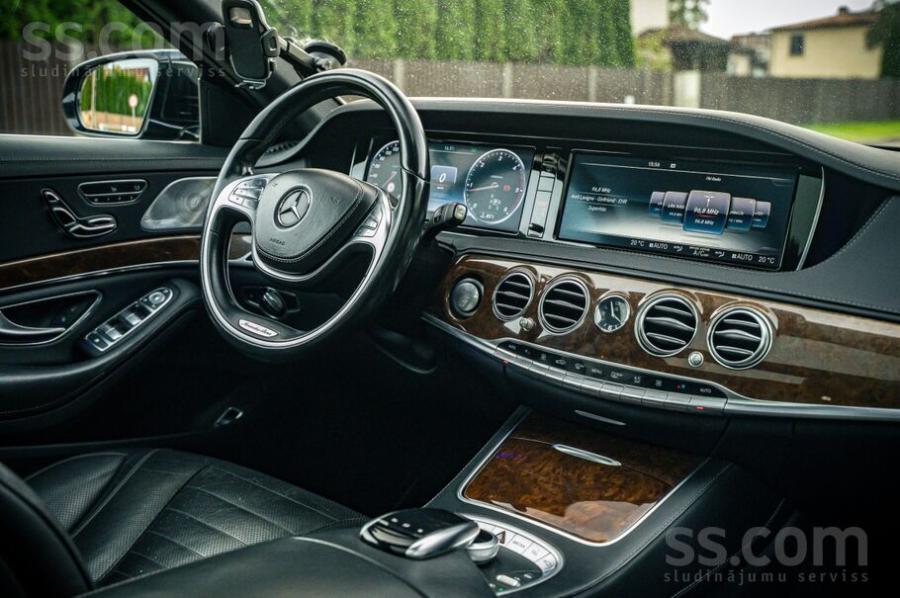 Black Mercedes-Benz S 350 2015 in Riga, with an engine capacity of 3.00 L and mileage of 264 thousand km for 19990 €, photo 9 on AUTOMOTO.COM.LV