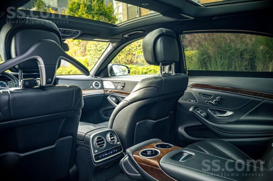 Black Mercedes-Benz S 350 2015 in Riga, with an engine capacity of 3.00 L and mileage of 264 thousand km for 19990 €, photo 11 on AUTOMOTO.COM.LV