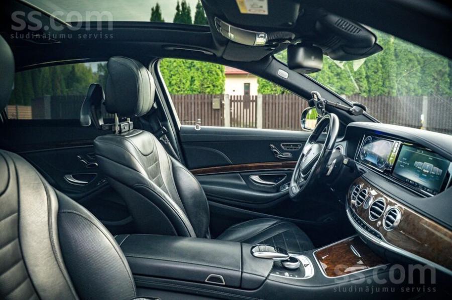 Black Mercedes-Benz S 350 2015 in Riga, with an engine capacity of 3.00 L and mileage of 264 thousand km for 19990 €, photo 14 on AUTOMOTO.COM.LV