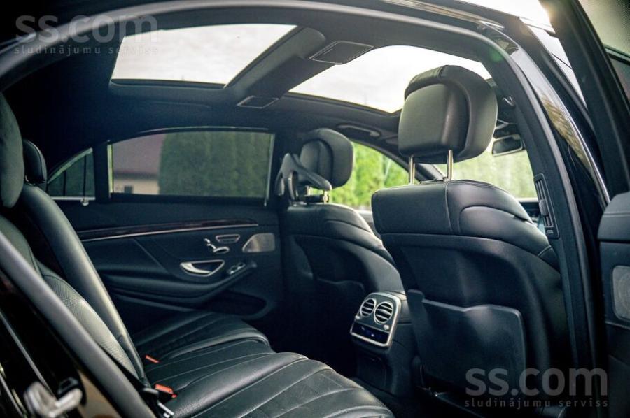 Black Mercedes-Benz S 350 2015 in Riga, with an engine capacity of 3.00 L and mileage of 264 thousand km for 19990 €, photo 16 on AUTOMOTO.COM.LV