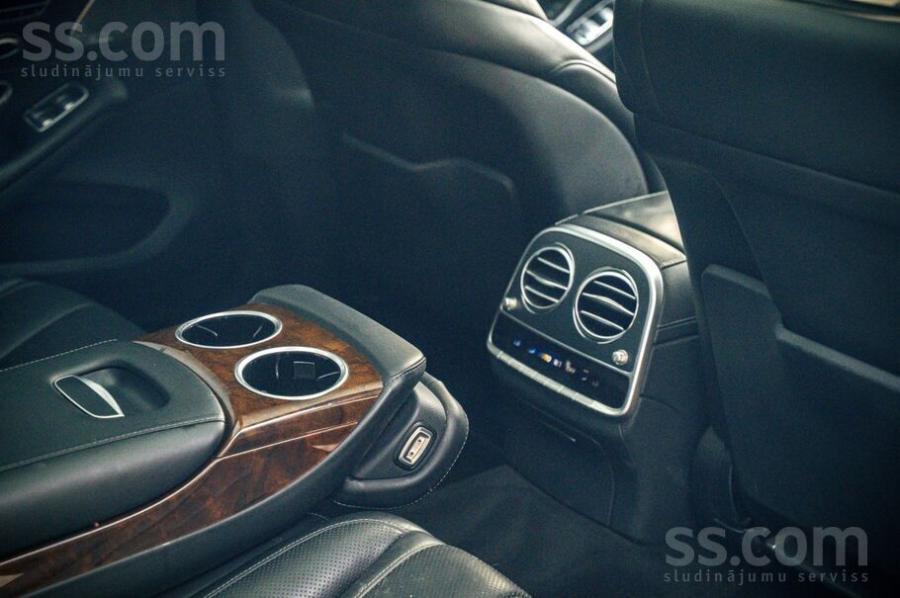 Black Mercedes-Benz S 350 2015 in Riga, with an engine capacity of 3.00 L and mileage of 264 thousand km for 19990 €, photo 19 on AUTOMOTO.COM.LV