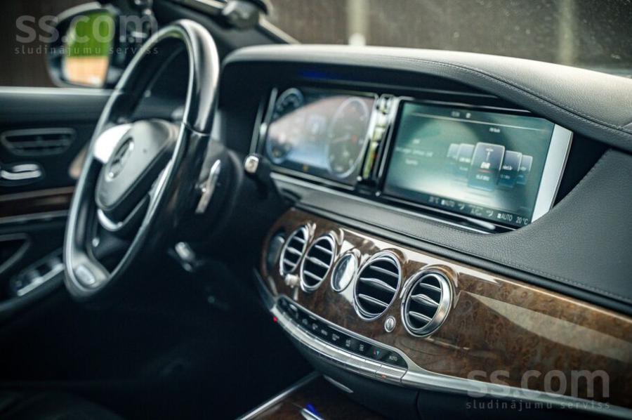 Black Mercedes-Benz S 350 2015 in Riga, with an engine capacity of 3.00 L and mileage of 264 thousand km for 19990 €, photo 24 on AUTOMOTO.COM.LV