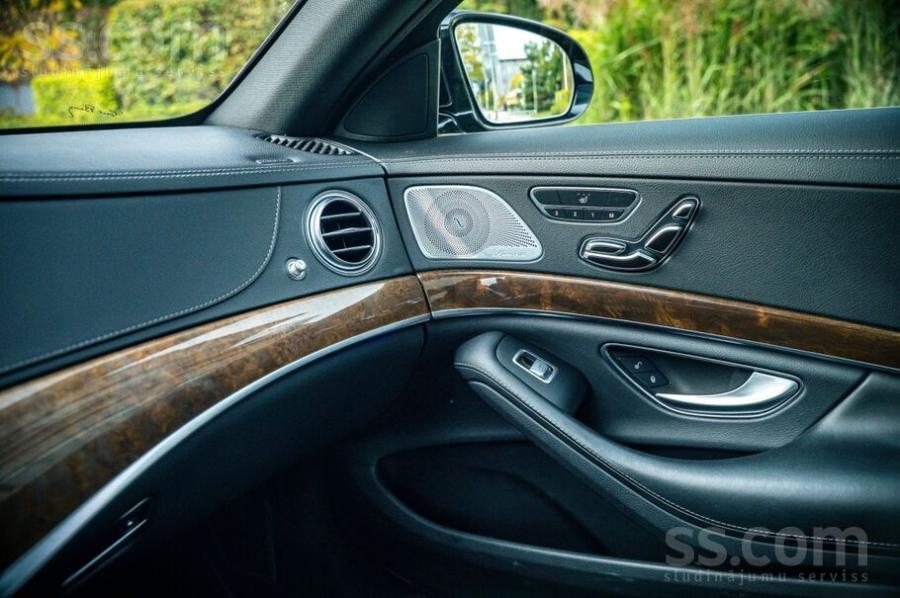 Black Mercedes-Benz S 350 2015 in Riga, with an engine capacity of 3.00 L and mileage of 264 thousand km for 19990 €, photo 31 on AUTOMOTO.COM.LV