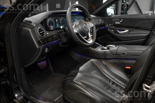 Black Mercedes-Benz S 350 2018 in Riga, with an engine capacity of 3.00 L and mileage of 270 thousand km for 33000 €, photo 9 on AUTOMOTO.COM.LV