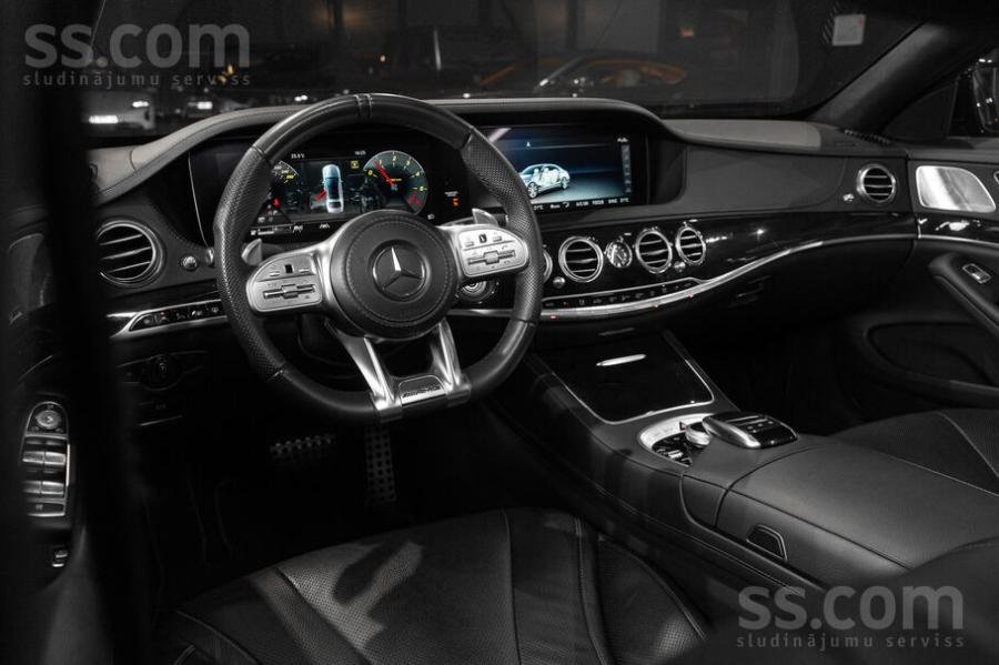 Black Mercedes-Benz S 350 2020 in Riga, with an engine capacity of 3.00 L and mileage of 47 thousand km for 67000 €, photo 11 on AUTOMOTO.COM.LV
