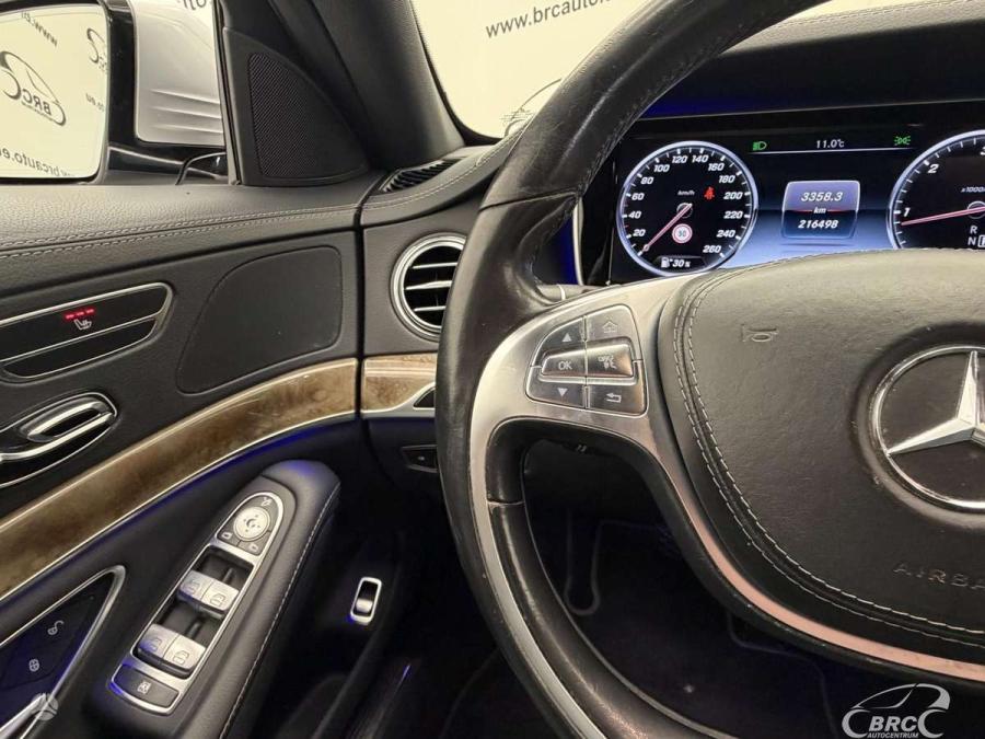 Grey Mercedes-Benz S 350 2014 in Vilnius, with an engine capacity of 2.99 L and mileage of 216 thousand km for 22500 €, photo 31 on AUTOMOTO.COM.LV