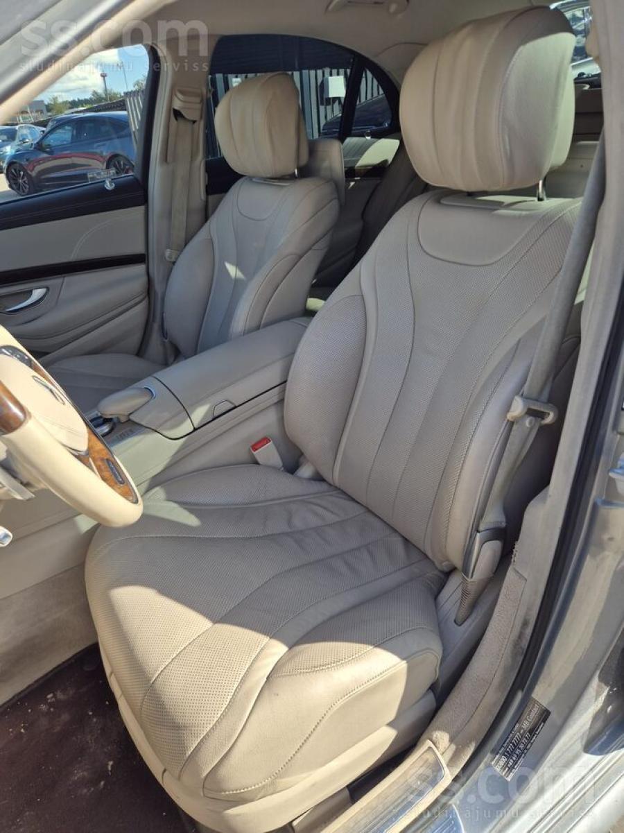 Grey Mercedes-Benz S 350 2014 in Riga, with an engine capacity of 3.00 L and mileage of 276 thousand km for 22990 €, photo 16 on AUTOMOTO.COM.LV