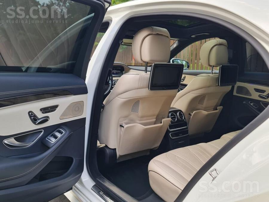 White Mercedes-Benz S 350 2014 in Riga, with an engine capacity of 3.00 L and mileage of 197 thousand km for 27000 €, photo 7 on AUTOMOTO.COM.LV