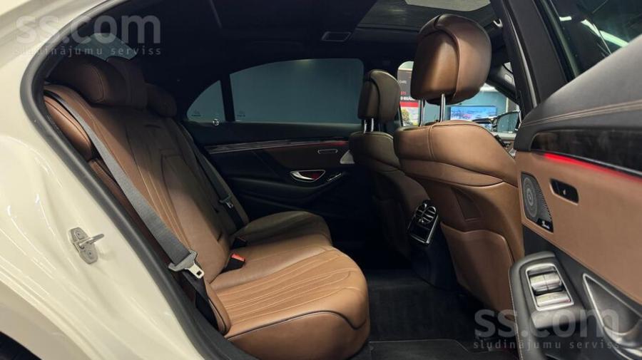 White Mercedes-Benz S 350 2015 in Riga, with an engine capacity of 3.00 L and mileage of 109 thousand km for 29400 €, photo 20 on AUTOMOTO.COM.LV