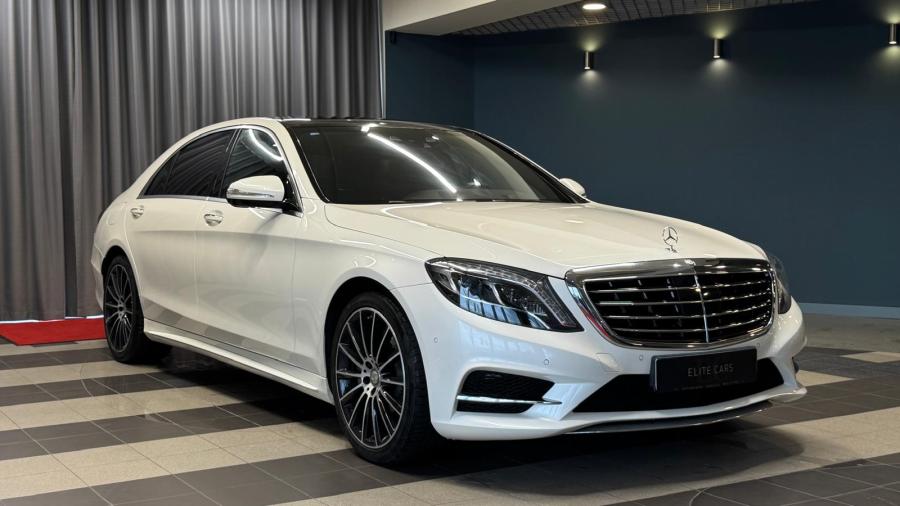 White Mercedes-Benz S 350 2015 in Riga, with an engine capacity of 3.00 L and mileage of 109 thousand km for 29900 €, photo 5 on AUTOMOTO.COM.LV