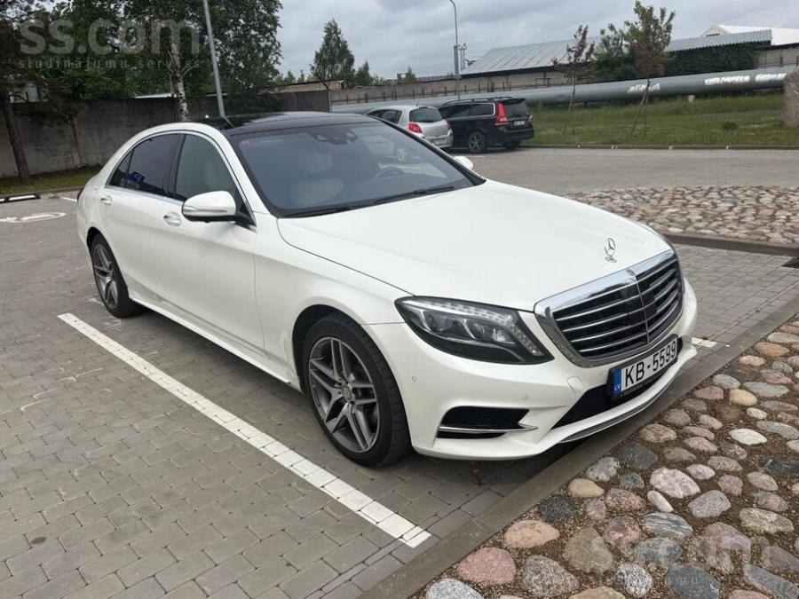White Mercedes-Benz S 350 2015 in Riga, with an engine capacity of 3.00 L and mileage of 265 thousand km for 26800 €, photo 1 on AUTOMOTO.COM.LV