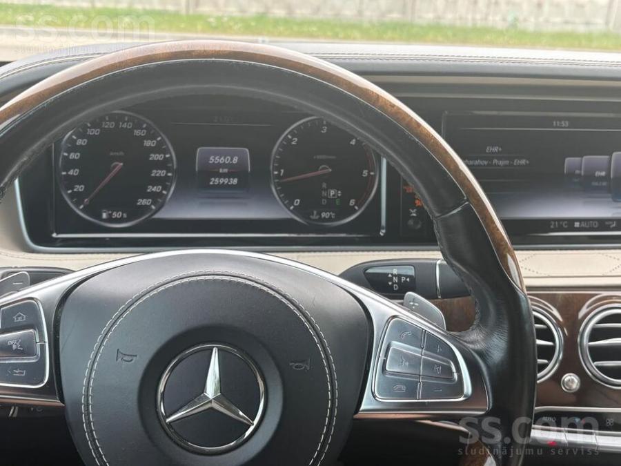 White Mercedes-Benz S 350 2015 in Riga, with an engine capacity of 3.00 L and mileage of 265 thousand km for 26800 €, photo 12 on AUTOMOTO.COM.LV