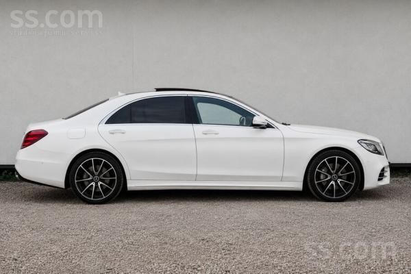 White Mercedes-Benz S 350 2019 in Riga, with an engine capacity of 3.00 L and mileage of 83 thousand km for 53500 €, photo 1 on AUTOMOTO.COM.LV