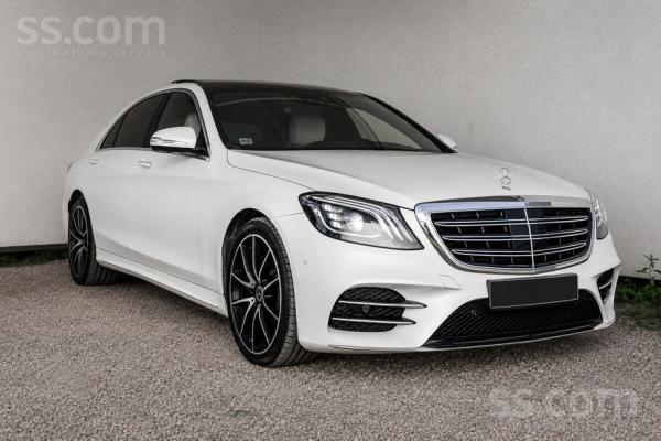 White Mercedes-Benz S 350 2019 in Riga, with an engine capacity of 3.00 L and mileage of 83 thousand km for 53500 €, photo 4 on AUTOMOTO.COM.LV