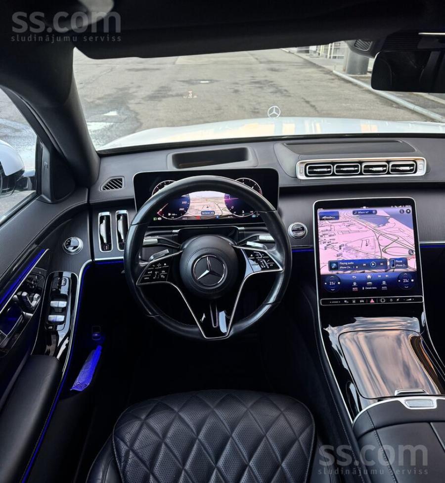 White Mercedes-Benz S 350 2023 in Riga, with an engine capacity of 3.00 L and mileage of 60 thousand km for 78900 €, photo 18 on AUTOMOTO.COM.LV