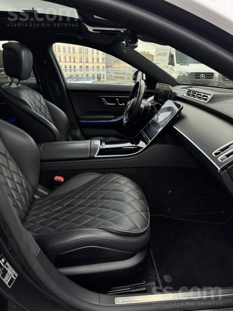 White Mercedes-Benz S 350 2023 in Riga, with an engine capacity of 3.00 L and mileage of 60 thousand km for 78900 €, photo 25 on AUTOMOTO.COM.LV