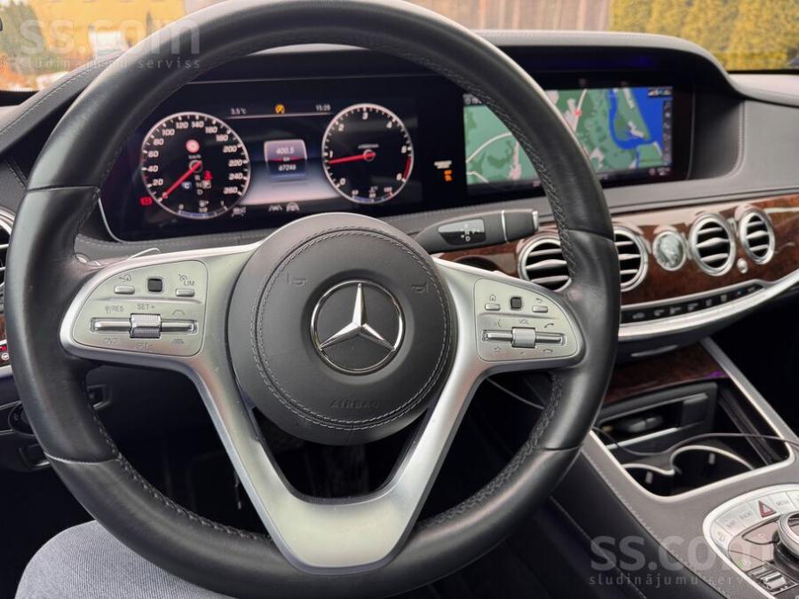 Black Mercedes-Benz S 400 2019 in Riga, with an engine capacity of 3.00 L and mileage of 74 thousand km for 56000 €, photo 11 on AUTOMOTO.COM.LV