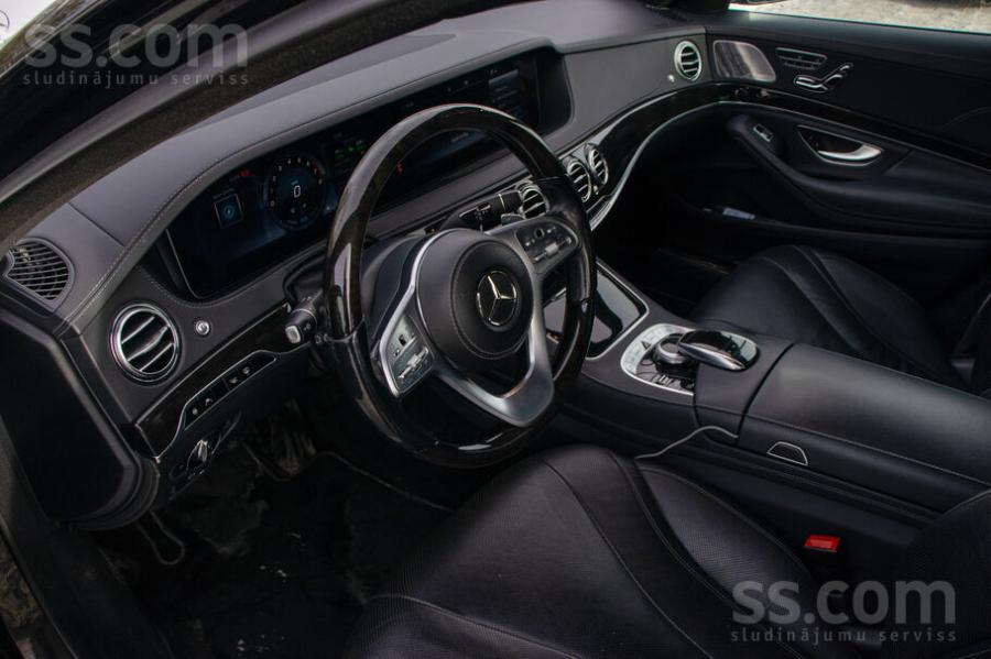 Black Mercedes-Benz S 450 2018 in Riga, with an engine capacity of 3.00 L and mileage of 192 thousand km for 39900 €, photo 12 on AUTOMOTO.COM.LV