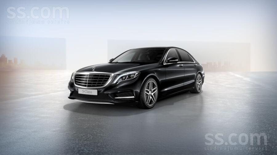 Black Mercedes-Benz S 500 2014 in Riga, with an engine capacity of 4.70 L and mileage of 94 thousand km for 29900 €, photo 1 on AUTOMOTO.COM.LV