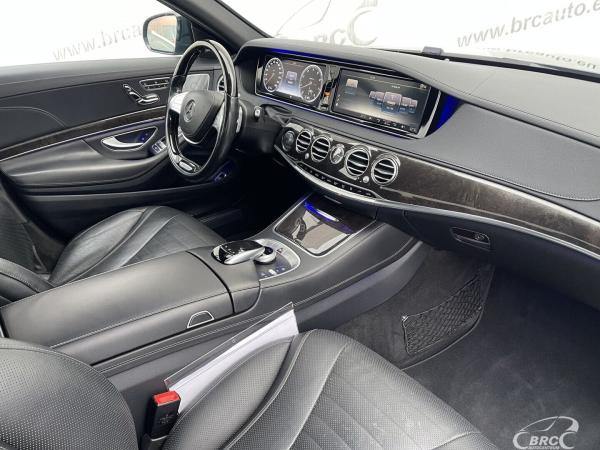 Black Mercedes-Benz S 500 2015 in Avizieniai, with an engine capacity of 4.70 L and mileage of 165 thousand km for 33900 €, photo 9 on AUTOMOTO.COM.LV