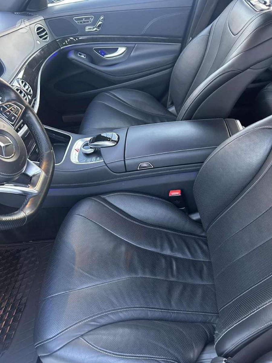 Black Mercedes-Benz S 500 2016 in Panevezys, with an engine capacity of 4.66 L and mileage of 245 thousand km for 26500 €, photo 9 on AUTOMOTO.COM.LV