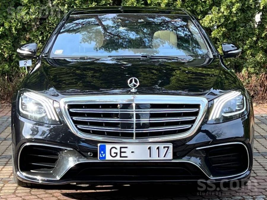 Black Mercedes-Benz S 500 2018 in Jurmala, with an engine capacity of 3.00 L and mileage of 156 thousand km for 49700 €, photo 1 on AUTOMOTO.COM.LV