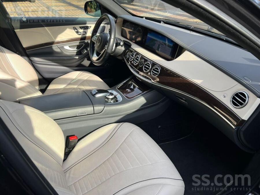Black Mercedes-Benz S 500 2018 in Jurmala, with an engine capacity of 3.00 L and mileage of 156 thousand km for 49700 €, photo 11 on AUTOMOTO.COM.LV