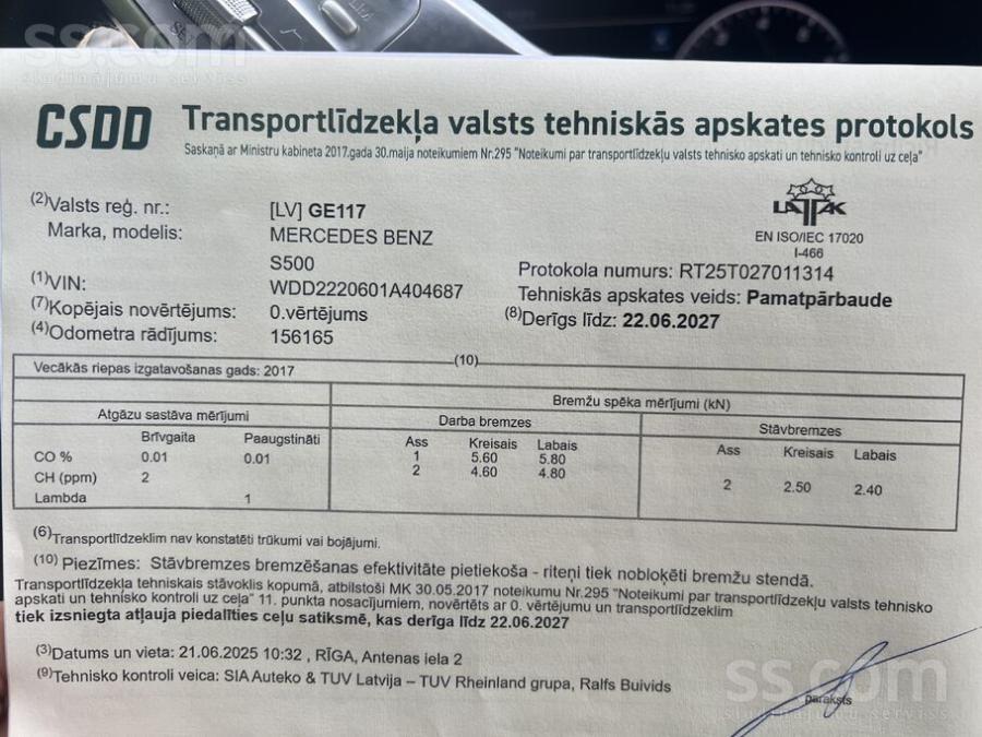 Black Mercedes-Benz S 500 2018 in Jurmala, with an engine capacity of 3.00 L and mileage of 156 thousand km for 49700 €, photo 19 on AUTOMOTO.COM.LV